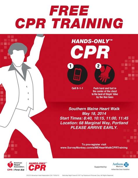 Learn How To Do Hands Only Cpr To The Beat Of Stayin Alive Cpr Poster