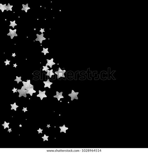 Silver Star Confetti Falling Starry Anniversary Stock Vector Royalty