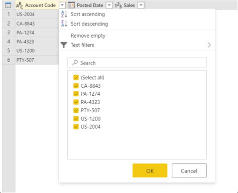 filtrar por valores em uma coluna power query microsoft learn