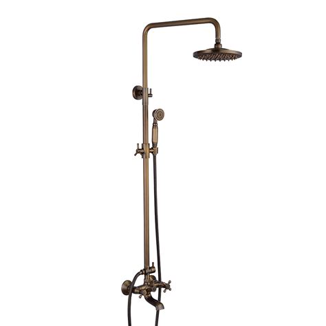 Antique Brass Shower Faucet Shower System With 8 Rain Shower Head