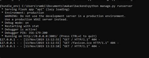 after running command python manage py runserver on vs code terminal