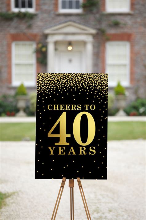 Cheers To 40 Years Printable 40th Birthday Decor Cheers To Etsy