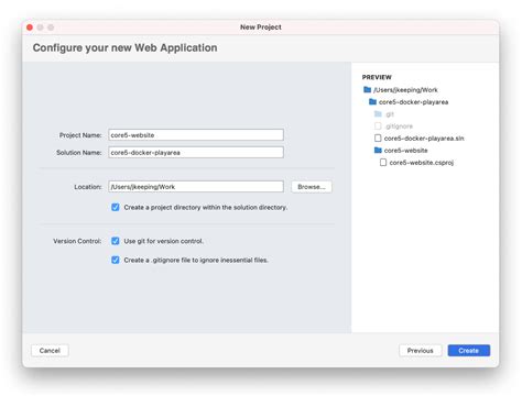 creating a 5 asp core app running in docker on a mac keeping