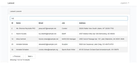 build laravel livewire pagination with search example