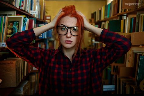 Women Redhead Women With Glasses Hands On Head Portrait Wallpaper
