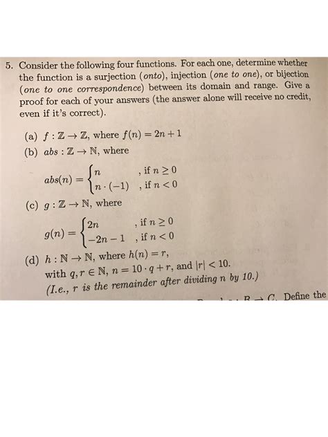 Solved Consider The Following Four Functions For Each One