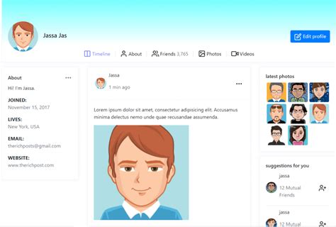 vuejs bootstrap 4 social network user profile therichpost