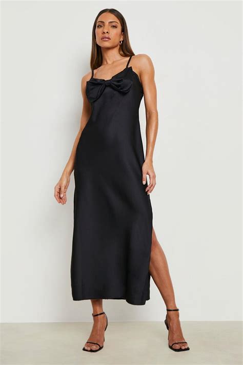 Satin Strappy Slip Dress Boohoo Uk