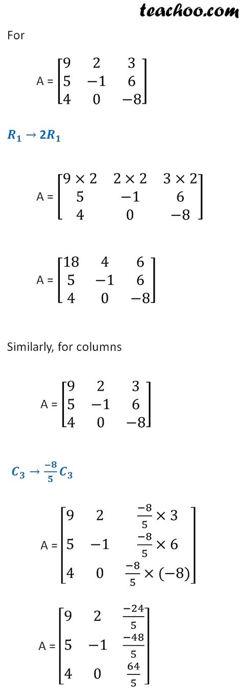 elementary operations on a matrix rows and columns teachoo