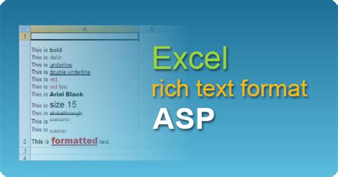 rich text format for excel cells in asp classic easyxls