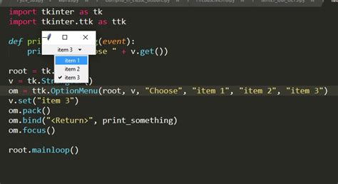 tkinter and ttk the option menu widget python programming