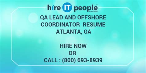 qa lead and offshore coordinator resume atlanta ga hire it people