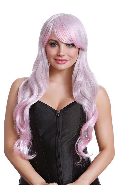 Long Wavy Layered Pink Grey Wig Johnnie Brocks