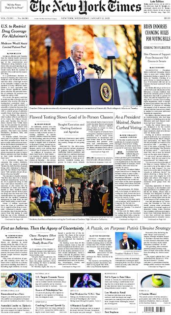 The New York Times International Edition In Print For Thursday Jan 13