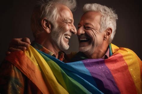 Premium Ai Image A Beautiful Gay Couple With Rainbow Flag Colors