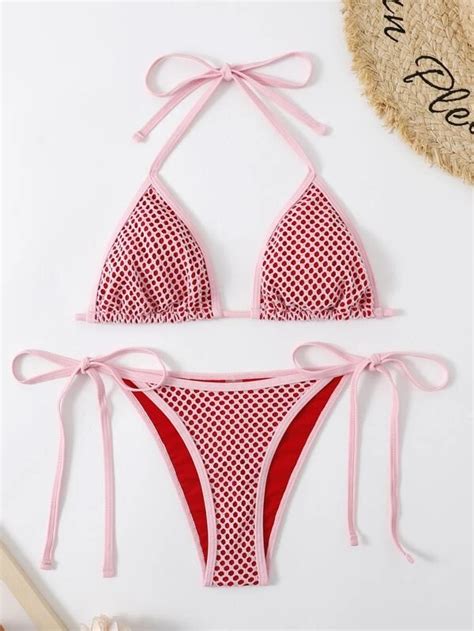 2023 New Arrival Solid Halter Top Bikini Set Women Mesh Swimwear Two