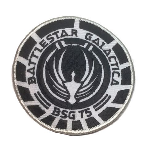 Battlestar Galactica Bsg 75 Marines Logo Black White Embroidered Iron