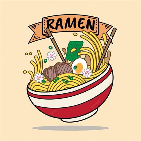 Premium Vector Ramen Noodles Vector Illustration On Bowl And