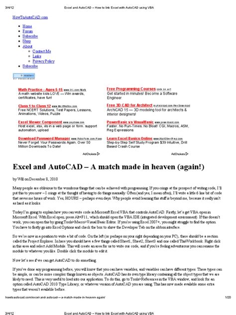 excel and autocad how to link excel with autocad using