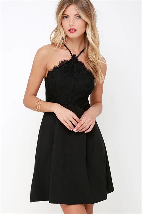 Cute Black Dress Skater Dress Lace Dress 48 00 Lulus