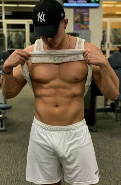 Shirtless Male Beefcake Hot Work Out Hunk Gym Jock Showing Abs Photo