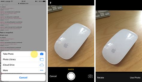 input type file accept image capture camera example