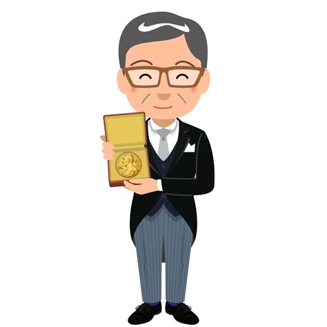 商用フリー・無料イラスト 表彰 燕尾服 男性a 笑顔 ノーベル賞 メダル Nobelprize 商用ok フリー素材集「ナイスなイラスト」