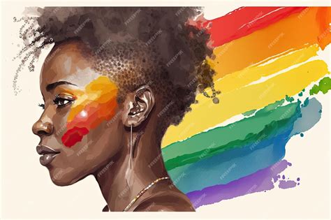 Premium Photo Abstract Watercolor Portrait Of Joyful African Lesbian