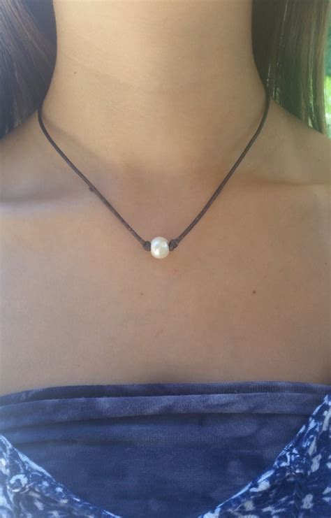 Freshwater Pearl Leather Choker Necklace Beach Jewelry Etsy