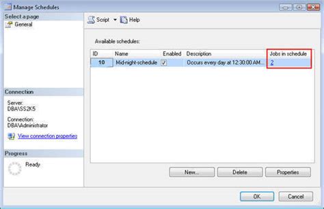 how to setup and manage sql server agent shared job schedules