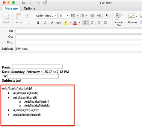 bullets rendering incorrectly in mac outlook 2016 microsoft community