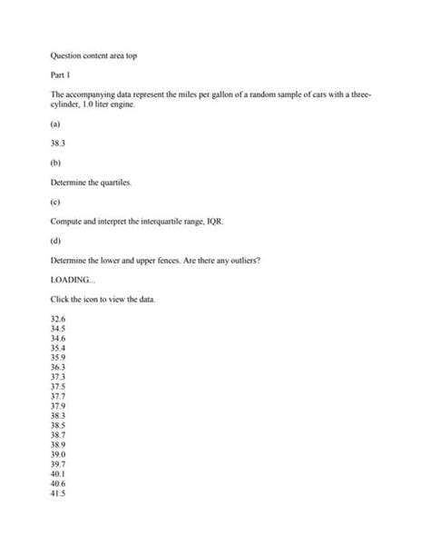 Question Content Area Top Part 1 The Accompanying Data Represent The M Docx