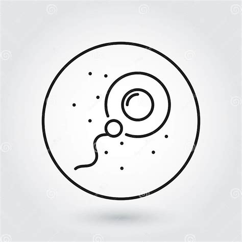 Sperm Icon In Outline Style Fertilizing Egg Cell Stock Vector