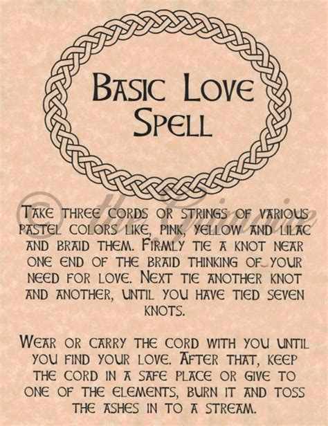 Basic Love Spell Book Of Shadows Pages Witchcraft Wicca Real