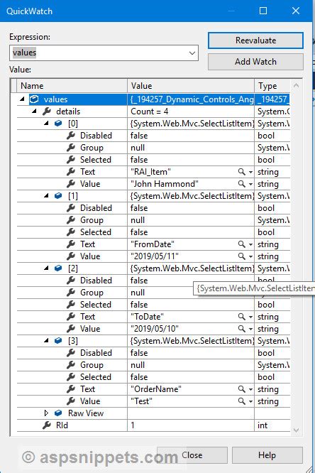 display record on html table based upon dynamic control
