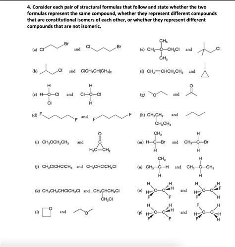 Consider Each Pair Of Structural Formulas That Follow And State Whether