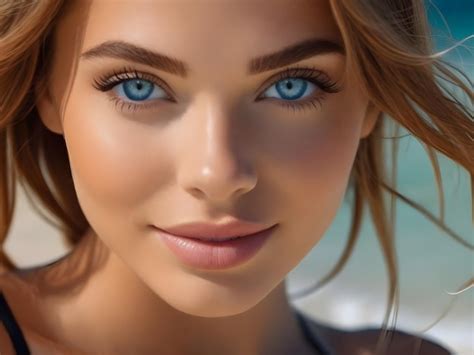 Premium Ai Image A Beautiful Woman With Blue Eyes