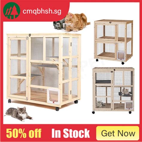 Decoration Floorppark Wooden Cat Cage Villa Solid Wood Cat House