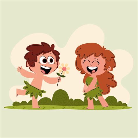 Free Vector Hand Drawn Adam And Eve Illustration