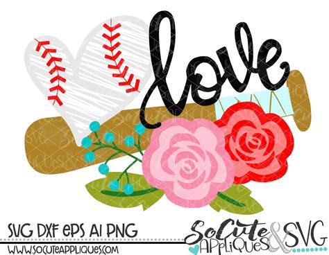Baseball Love Svg Softball Mom Svg Socuteappliques Baseball Etsy
