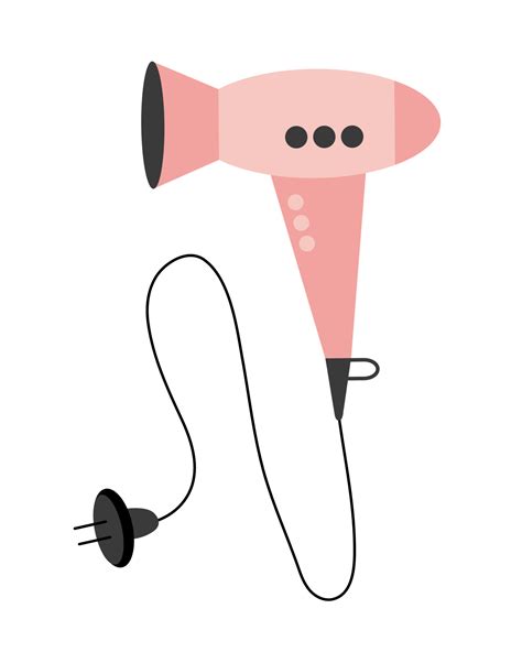 Flat Style Hair Dryer Vector Illustration Flat Elerctric Hair Dryer