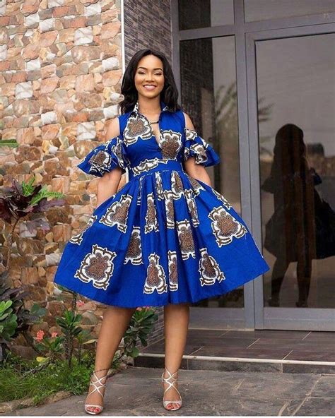 Blue African Ankara Midi Dress Cold Shoulder Dress Midi Etsy Modele