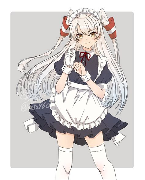 Amatsukaze Kancolle 1girl Solo Maid Two Side Up Thighhighs Apron Long