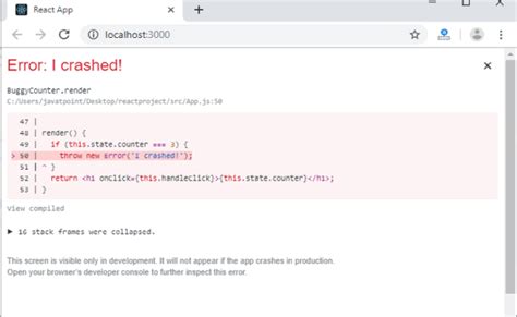 how to handle errors in reactjs error boundary otosection