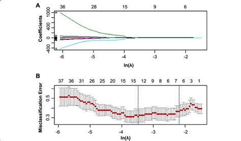 the feature selection process a lasso coefficient profiles of the 841
