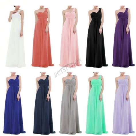 Womens Long Chiffon Lace Evening Formal Party Ball Gown Prom