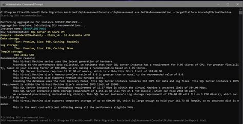 azure sql sku 권장 사항 가져오기 data migration assistant sql server