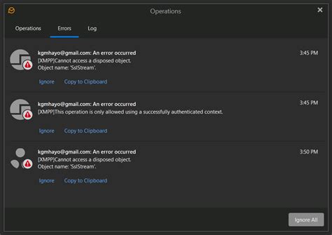 i am getting error message [xmpp] cannot access a disposed object