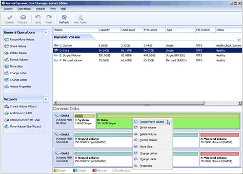 dynamic disk partition management and extend shrink resize dynamic