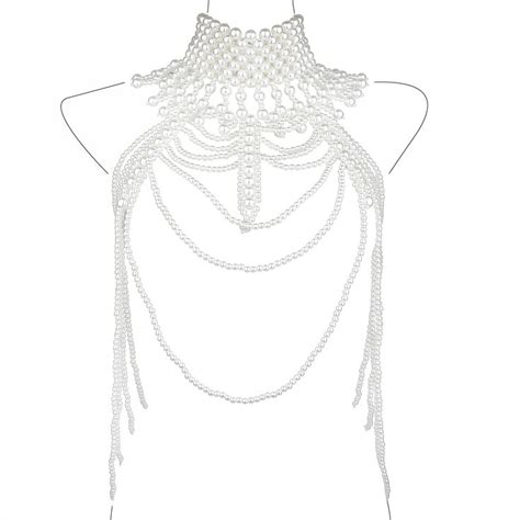 Ccbodily Pearl Body Chain Bra Fashion Shoulder Necklaces Bra Chain
